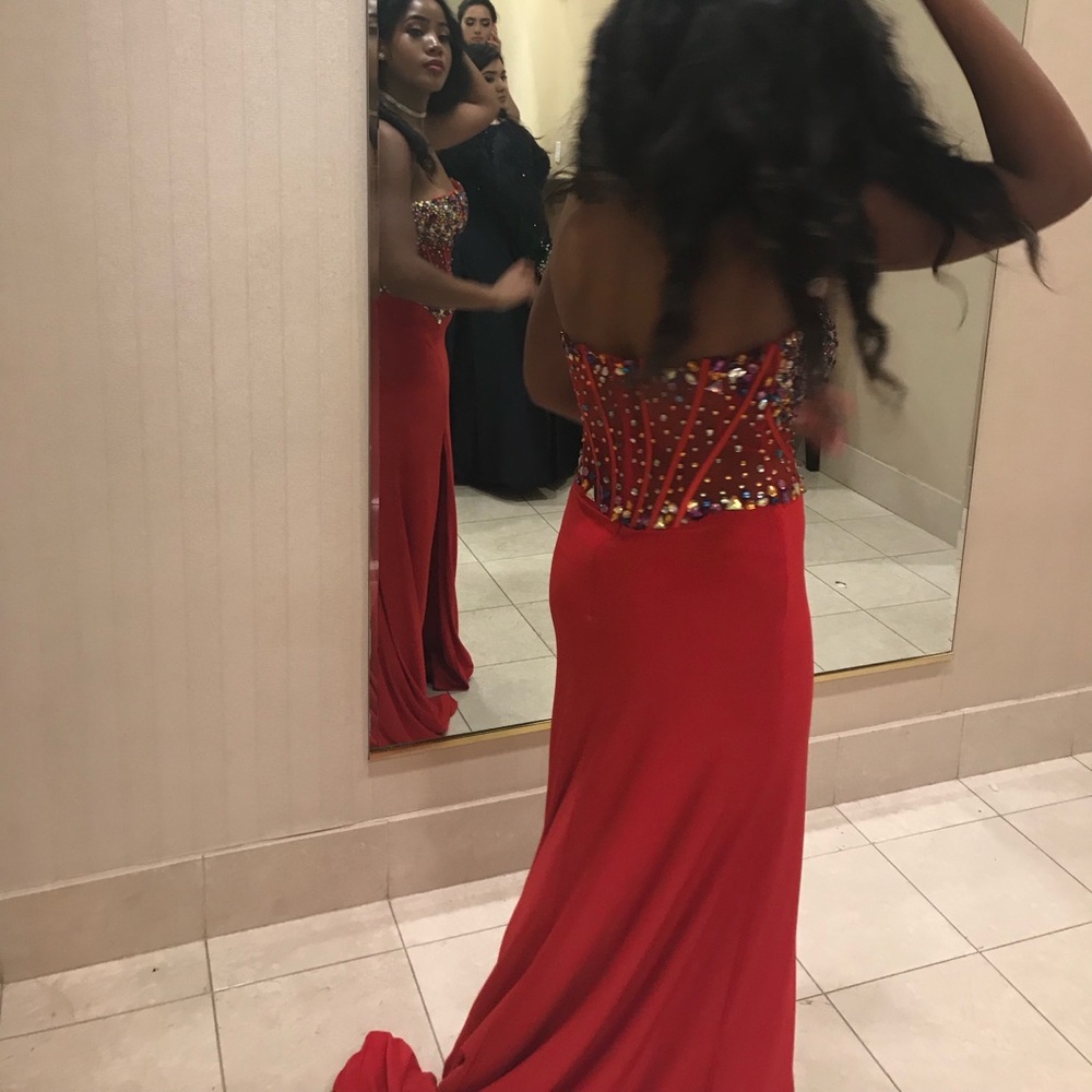 Red Crystal Prom Dress Size 4 - Gem